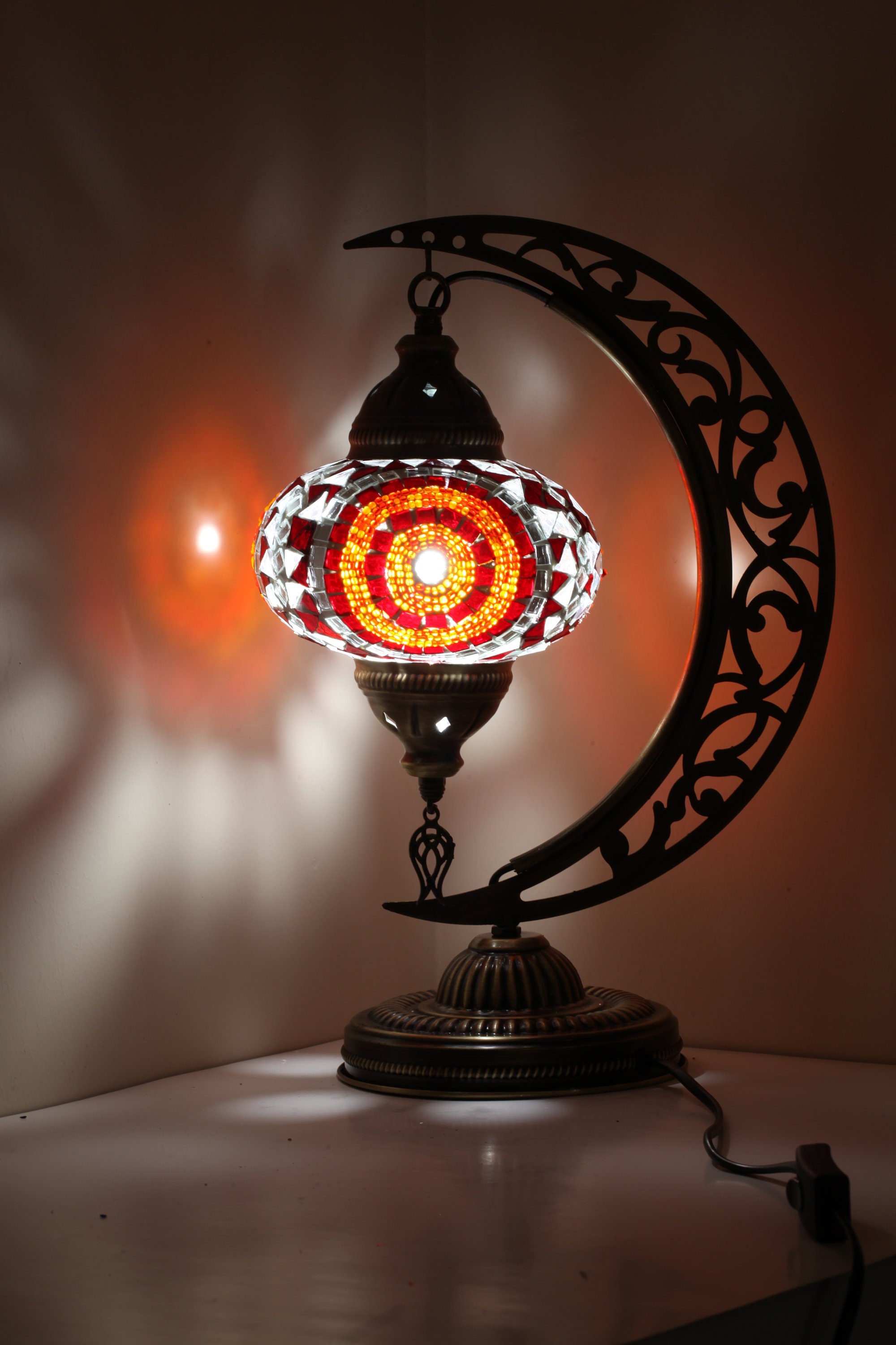 Mosaic Moon Lamp - Etsy