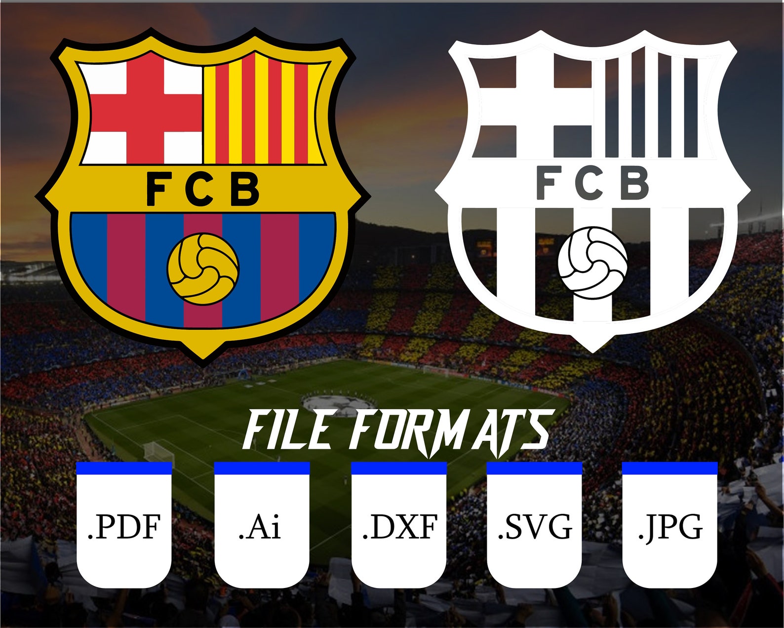 FC Barcelona Logo Vector, Barcelona Wall Sticker Files, Barcelona Fans ...