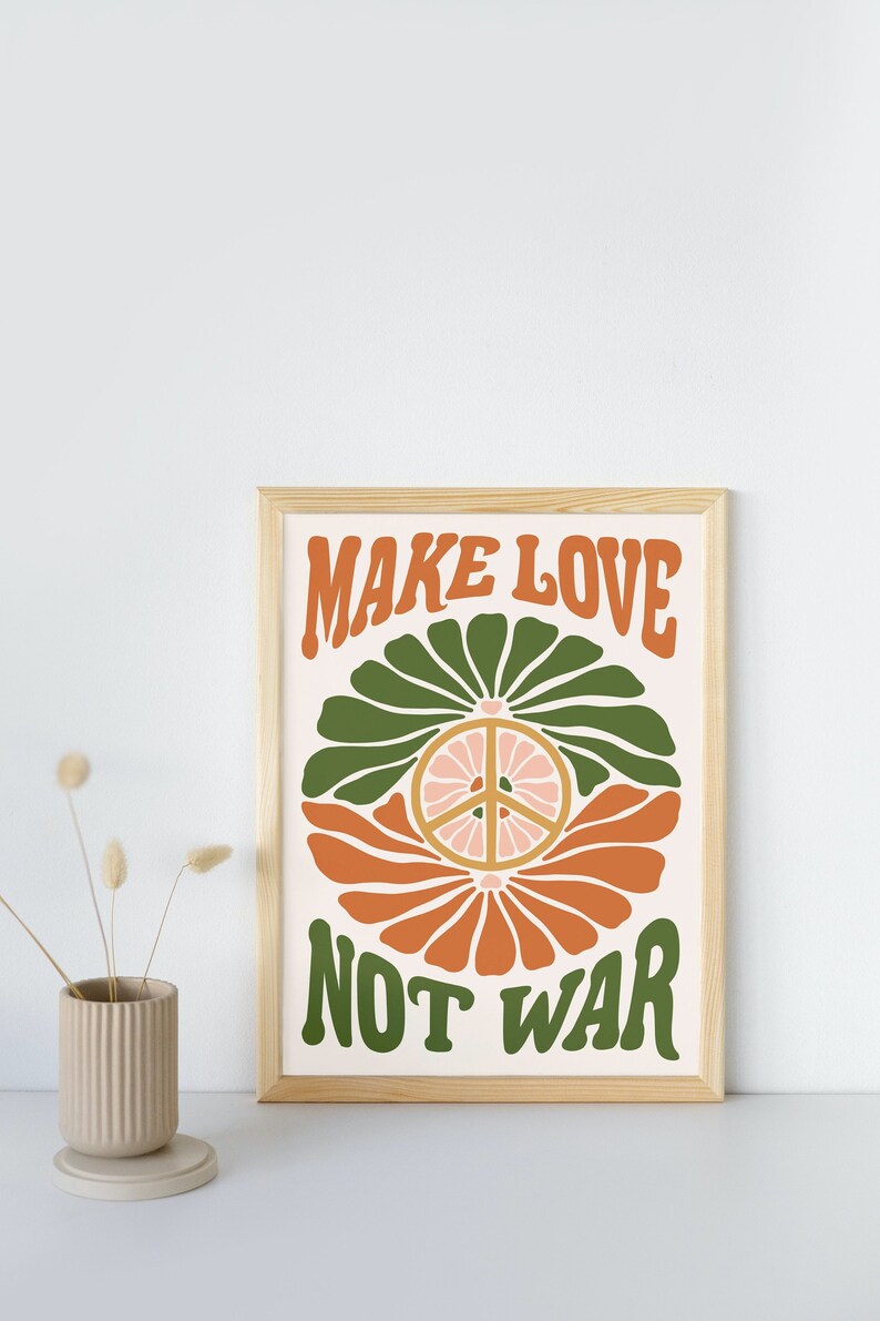 Make Love Not War Poster Boho Wall Art Abstract Wall Art - Etsy