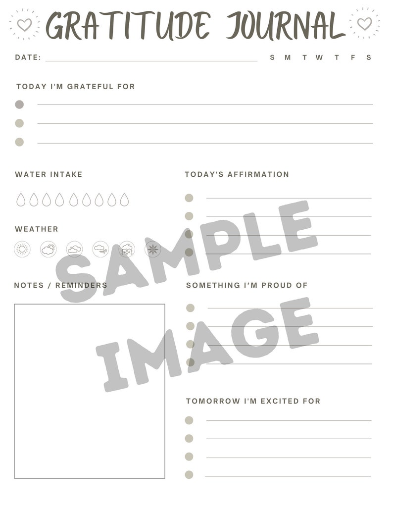 Gratitude Journal Journal Entry Printable Instant Download - Etsy