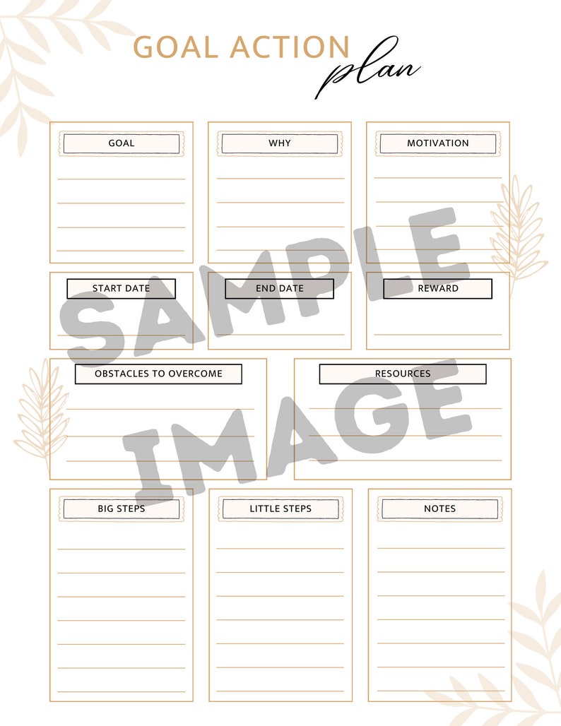 Goal Action Plan, Printable, Journal Entry, Planner, Instant Download ...