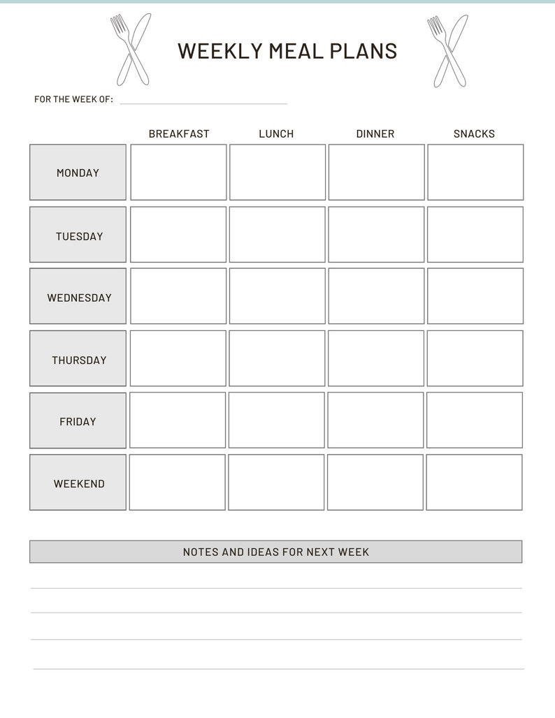 Weekly Meal Planner Organizer Printable Instant Download - Etsy
