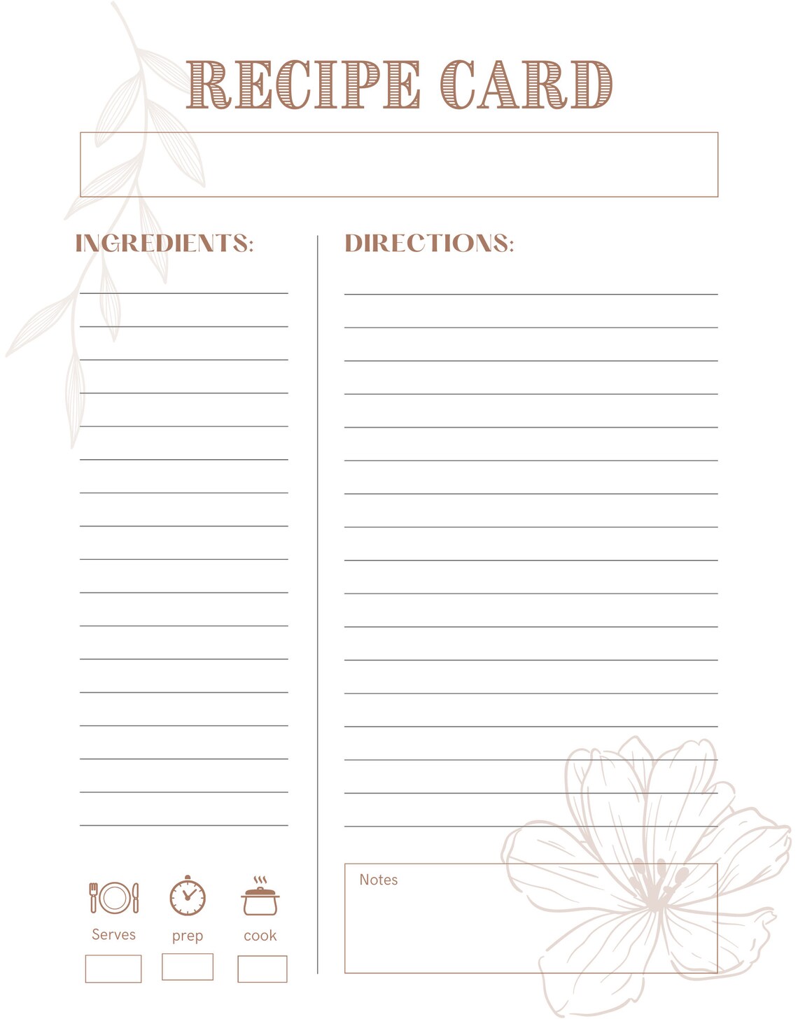 Recipe Card Printable Instant Download - Etsy