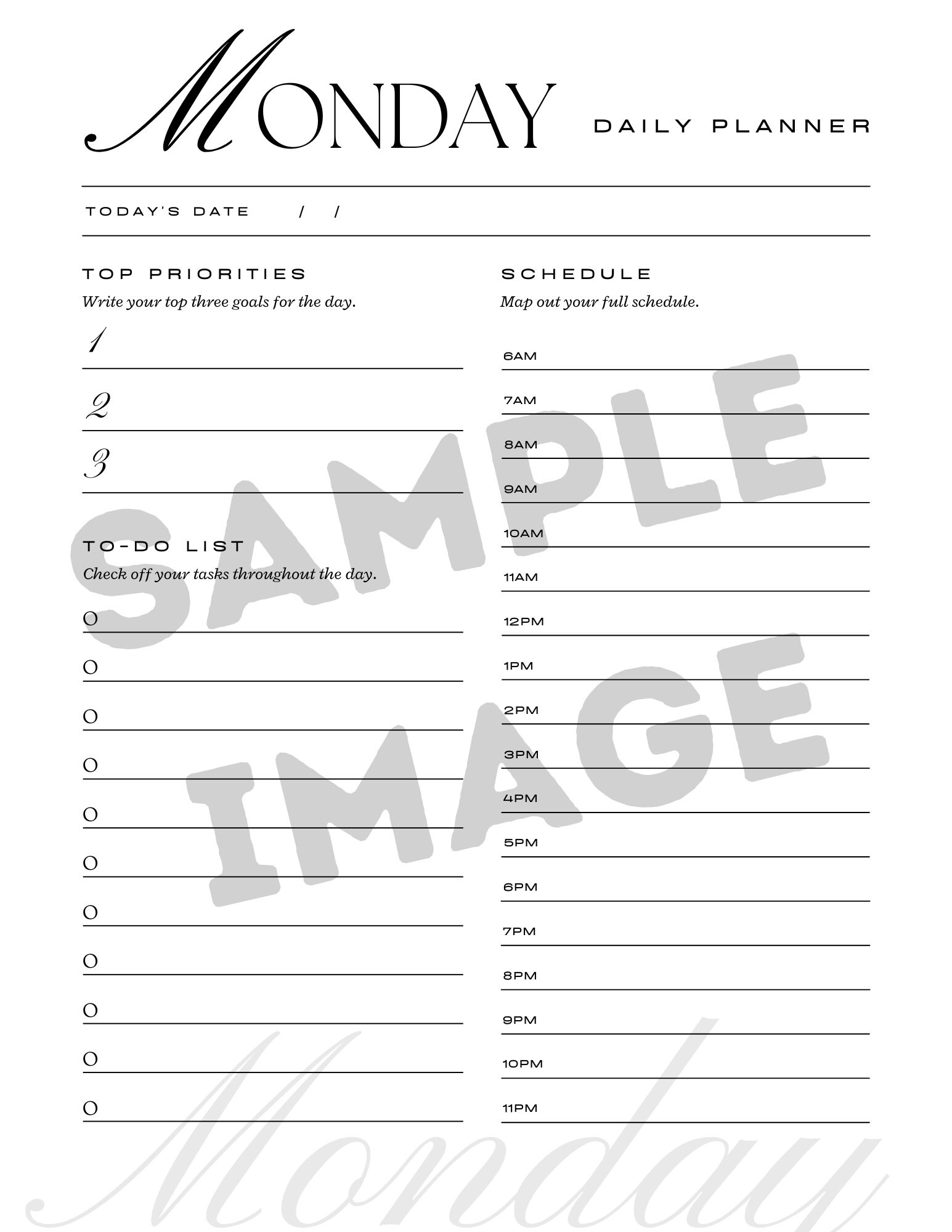 Daily Planner, To-do List, Printable, Schedule, 7-pages Instant ...