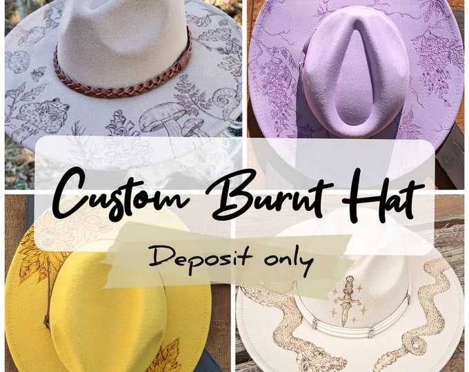 Custom Burnt Hat, Hand Burned Wide Brim Hat, Custom Burned Cowgirl Hats ...