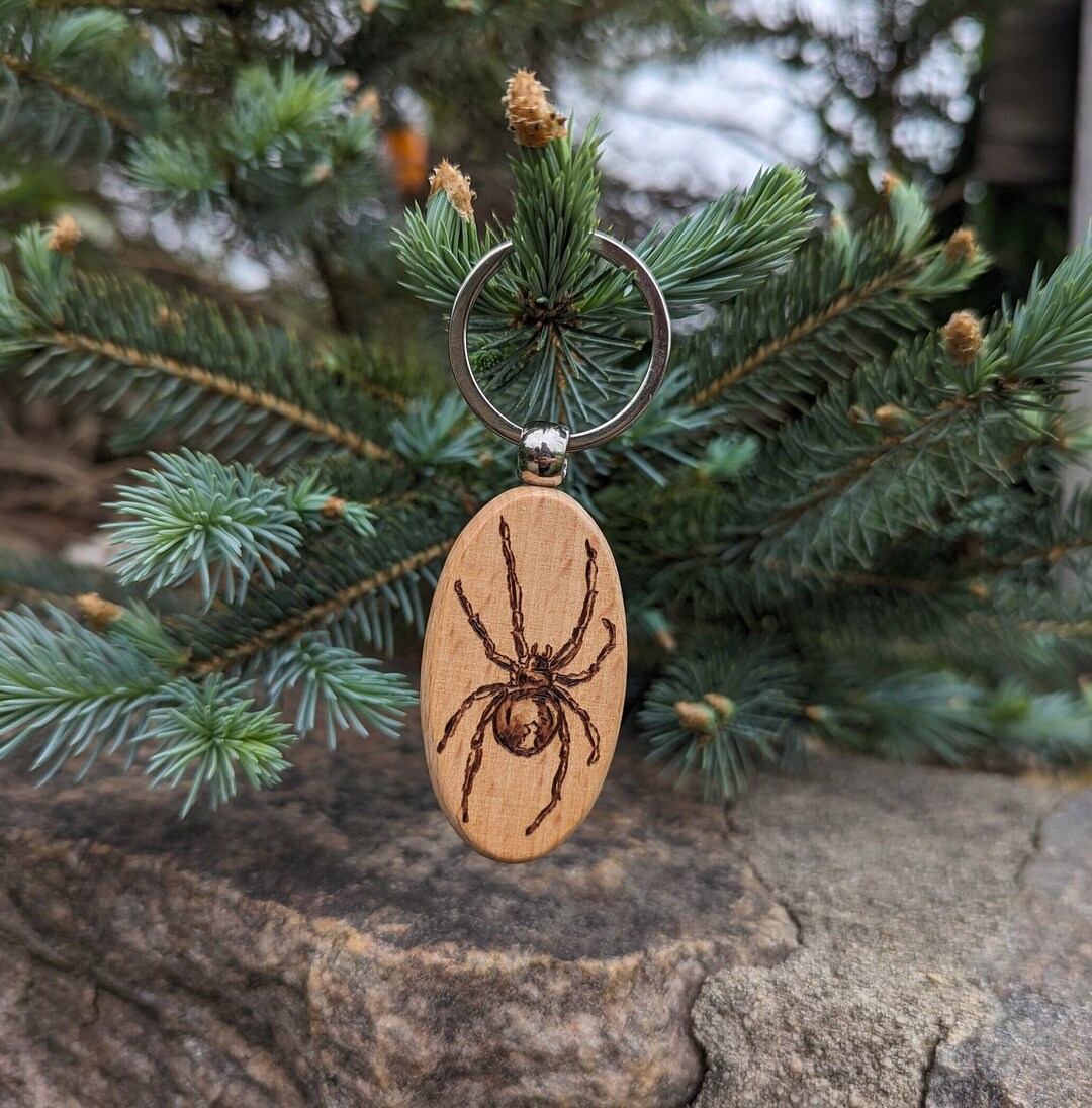 Spider Keychain, Wood Burned Keychain, Dark Cottagecore Accessories ...