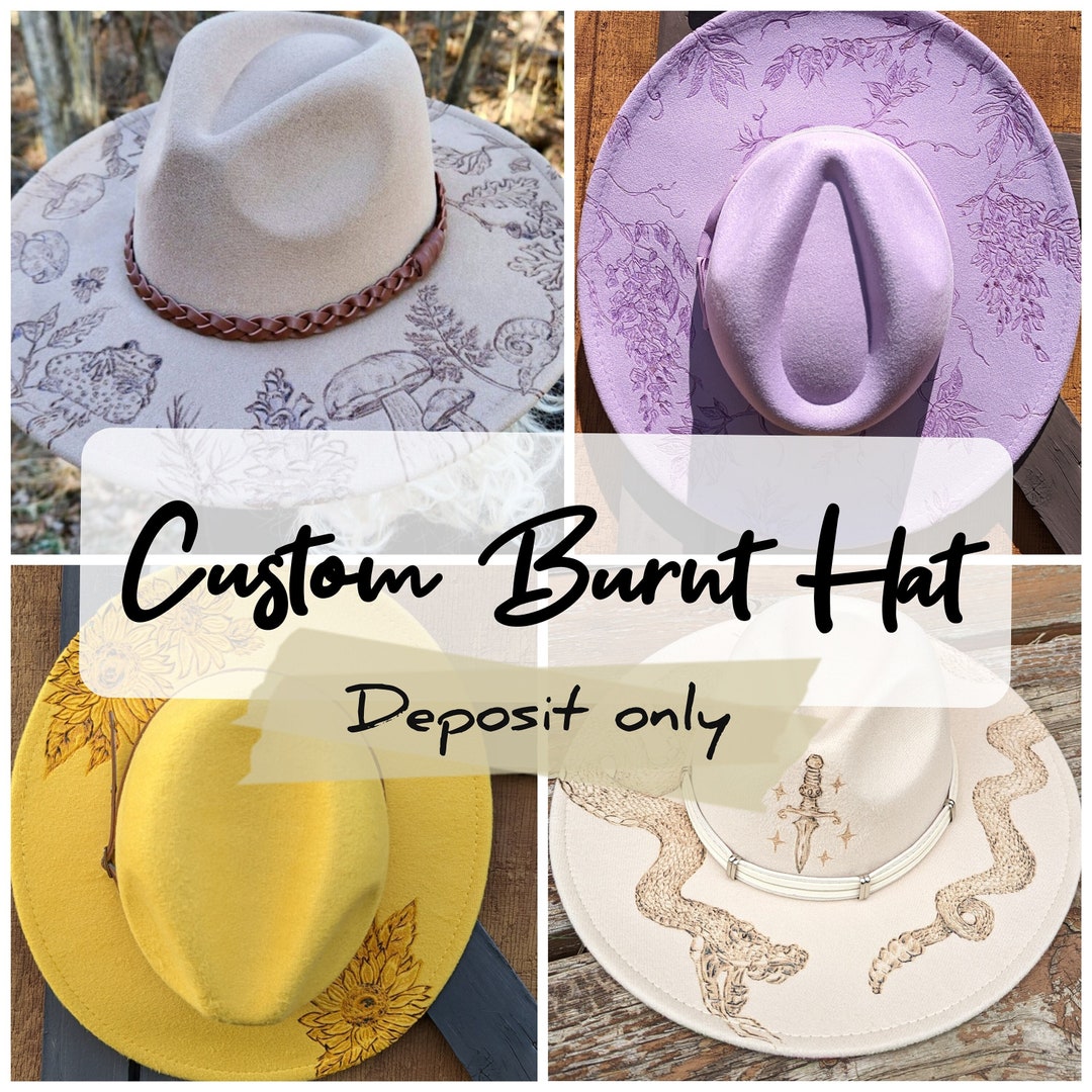 Custom Burnt Hat, Hand Burned Wide Brim Hat, Custom Burned Cowgirl Hats ...