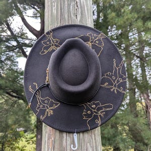 Luna Moth Hat, Hand Painted Fedora Hat, Wood Burnt Hat, Goth Cowboy Hat ...