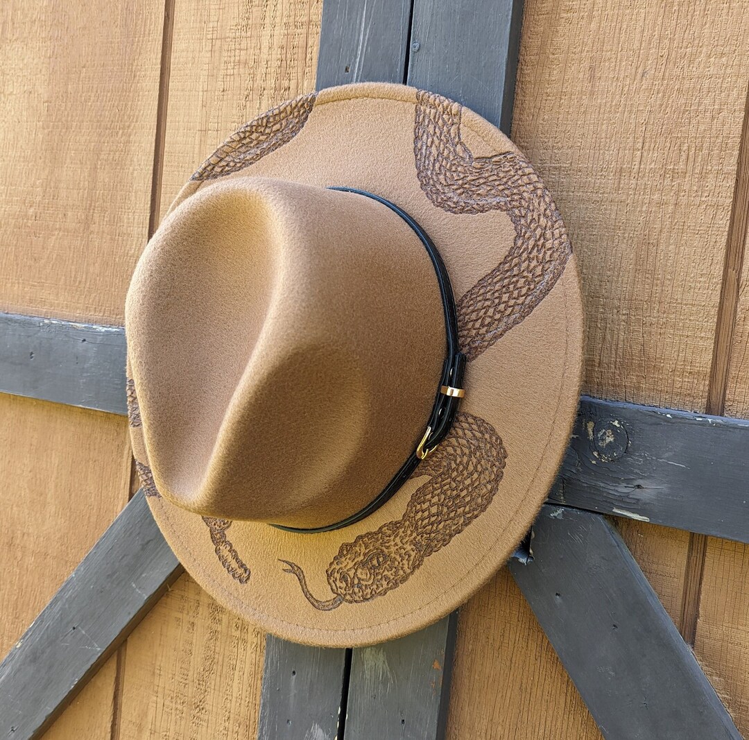 Rattlesnake Hat Hand Burned Cowboy Hat Burnt Fedora Small - Etsy