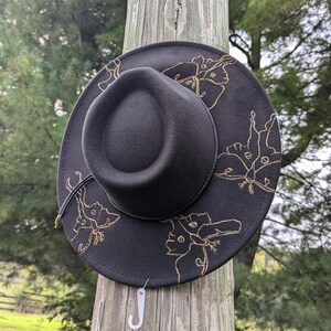 Luna Moth Hat, Hand Painted Fedora Hat, Wood Burnt Hat, Goth Cowboy Hat ...