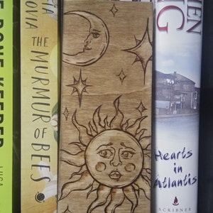 Sun and Moon Wood Art, Woodburned Sign, Gothic Wood Panel, Pyrography ...