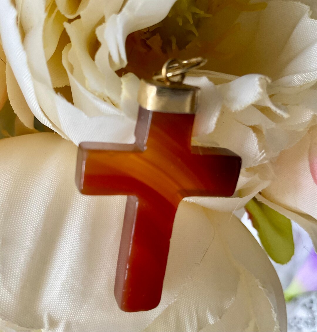 Pretty Antique Victorian Striated Carnelian CRUCIFIX CROSS Pendant Gold ...