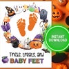 Halloween Handprint Art Craft Printable, Footprint Kids Gift, Lets Get ...