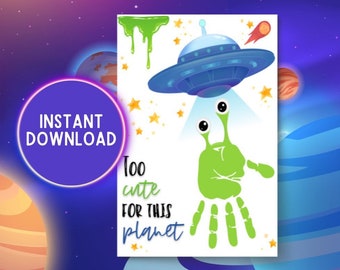 Astronaut Outer Space Handprint Art Craft Printable, Kids Toddler Baby ...