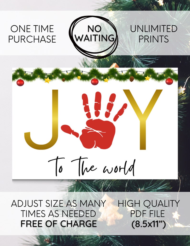 Christmas Handprint Art Craft Printable Joy to the World - Etsy