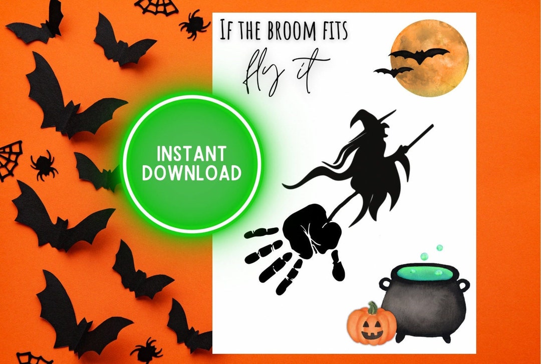 Halloween Handprint Art Craft Printable, Witch Craft, Toddler Kids DIY ...