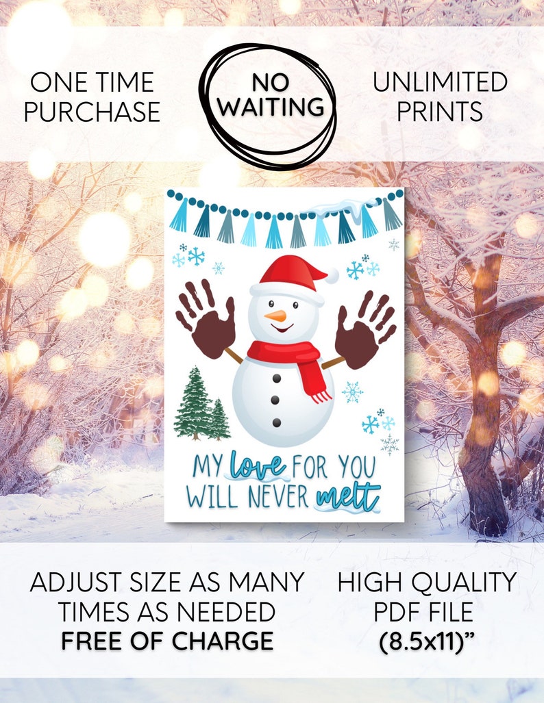 Snowman Handprint Art Craft Printable, Footprint, Babys First Winter ...