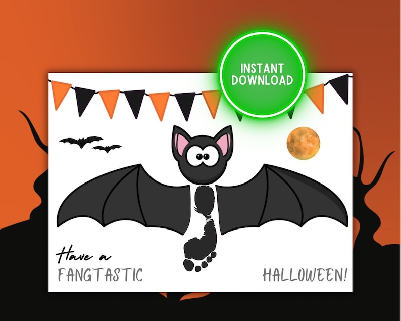 Halloween Footprint Art Craft Printable, Baby Keepsake, Toddler Kids ...