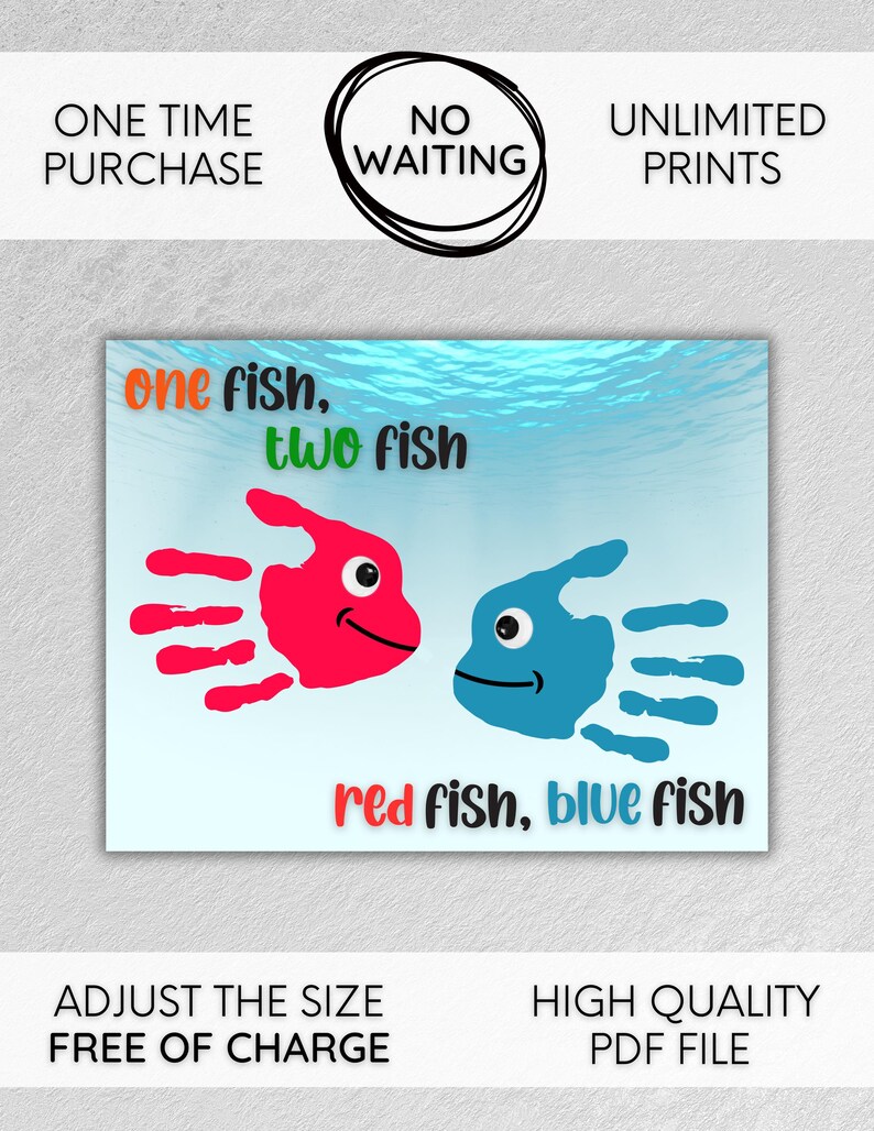 One Fish Two Fish Red Blue Fish Book Handprint Art Craft Printable ...