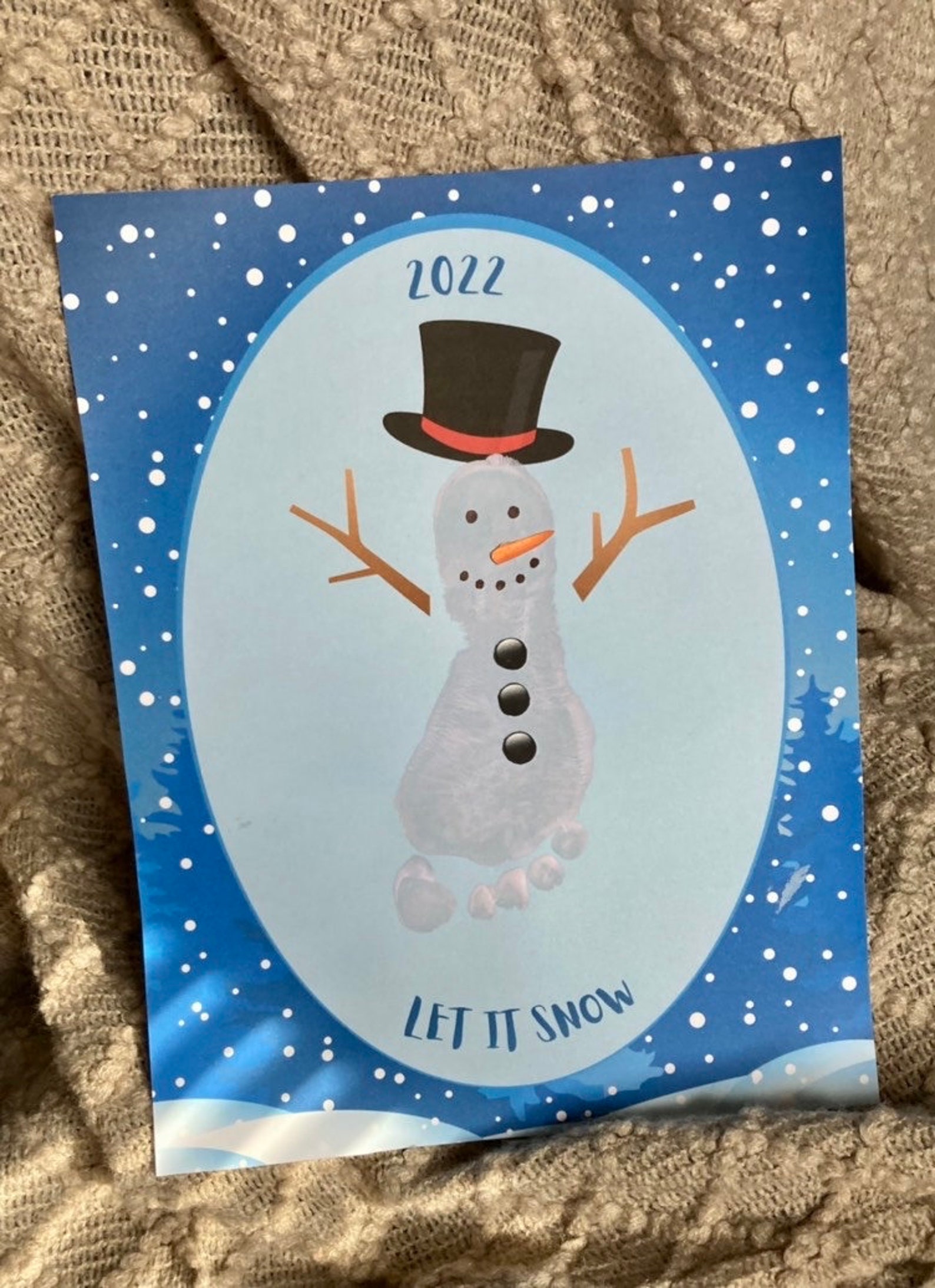 Snowman Footprint Art Craft Printable Kids Gift Toddler - Etsy