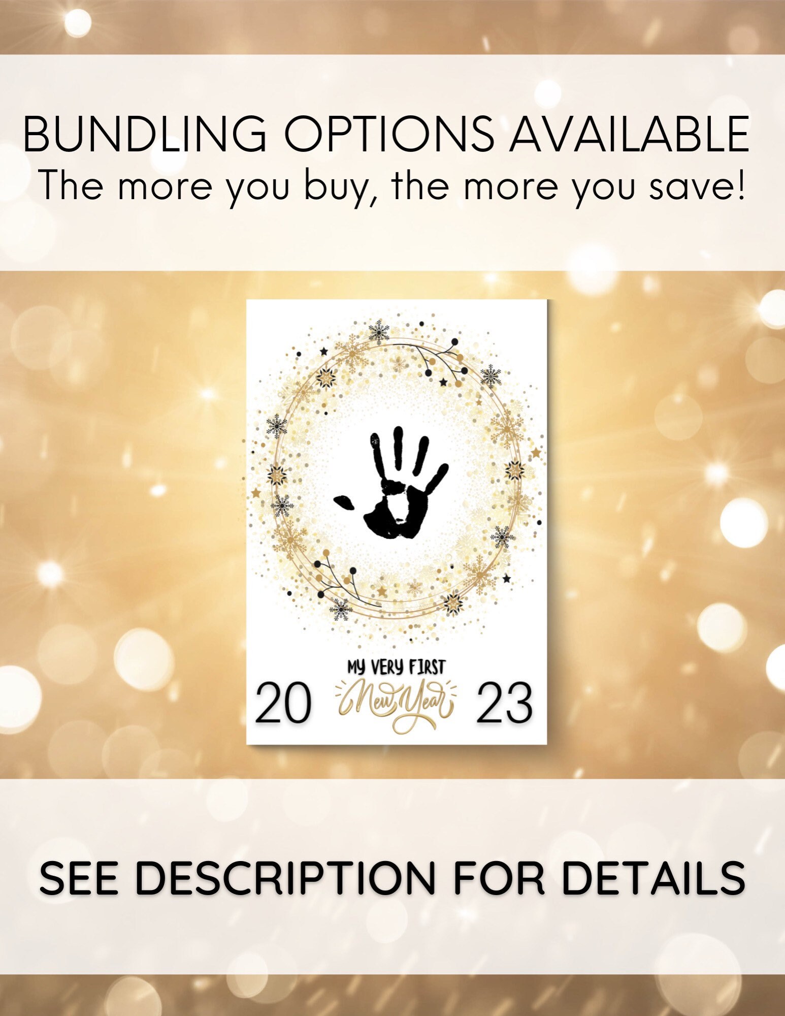 New Year Handprint Art Craft, Printable, Kids Gift, Toddler DIY, First ...