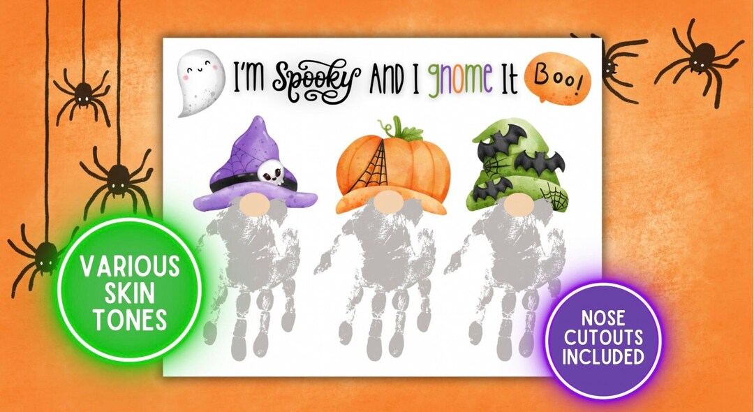 Halloween Gnome Handprint Art Craft Printable, Baby Infant Toddler Kids ...