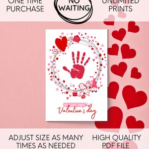 Valentines Day Handprint Art Craft, Printable, Kids Gift, Toddler DIY ...