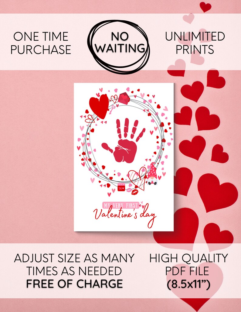 Valentines Day Handprint Art Craft Printable Kids Gift - Etsy
