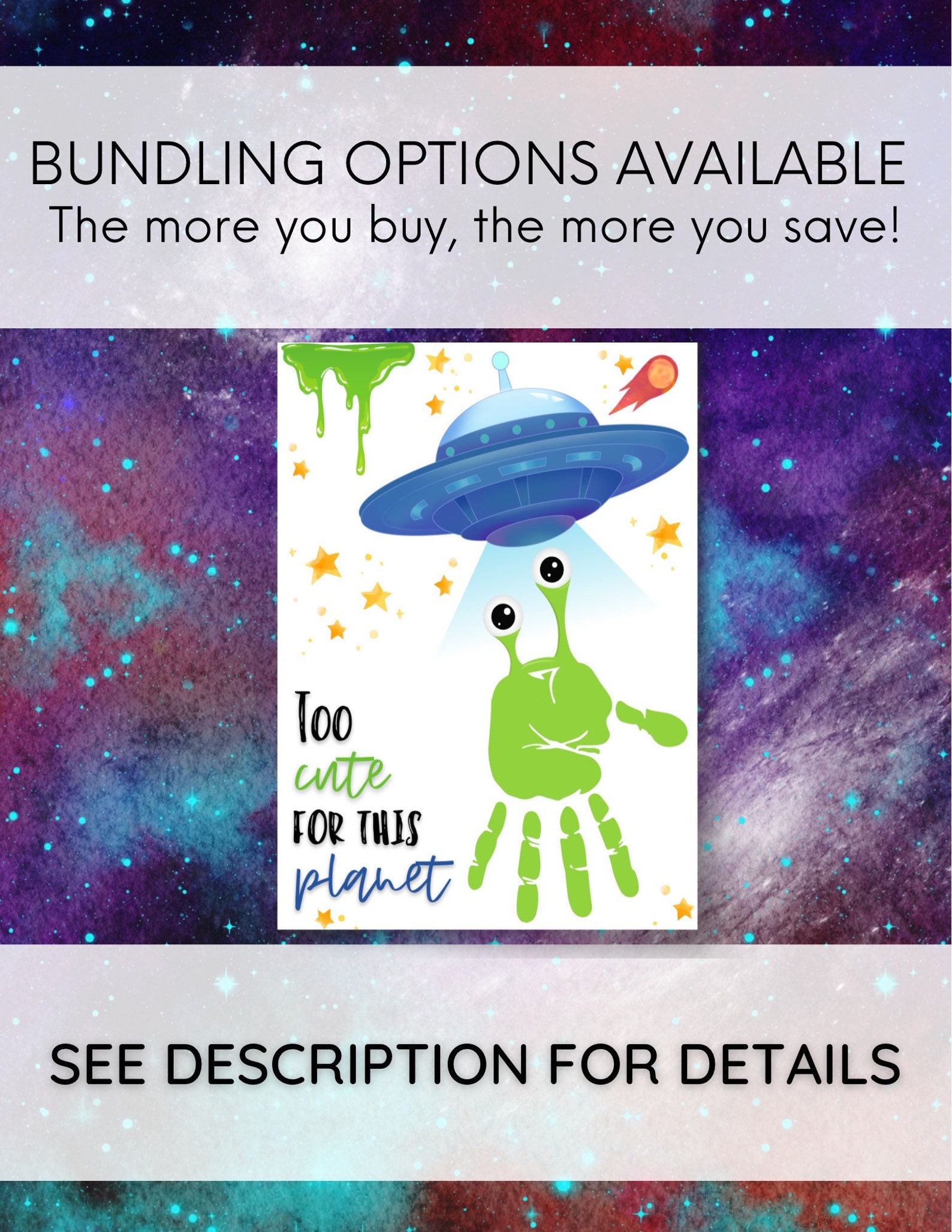 Alien Outer Space Handprint Art Craft Printable, Kids Toddler Baby DIY ...