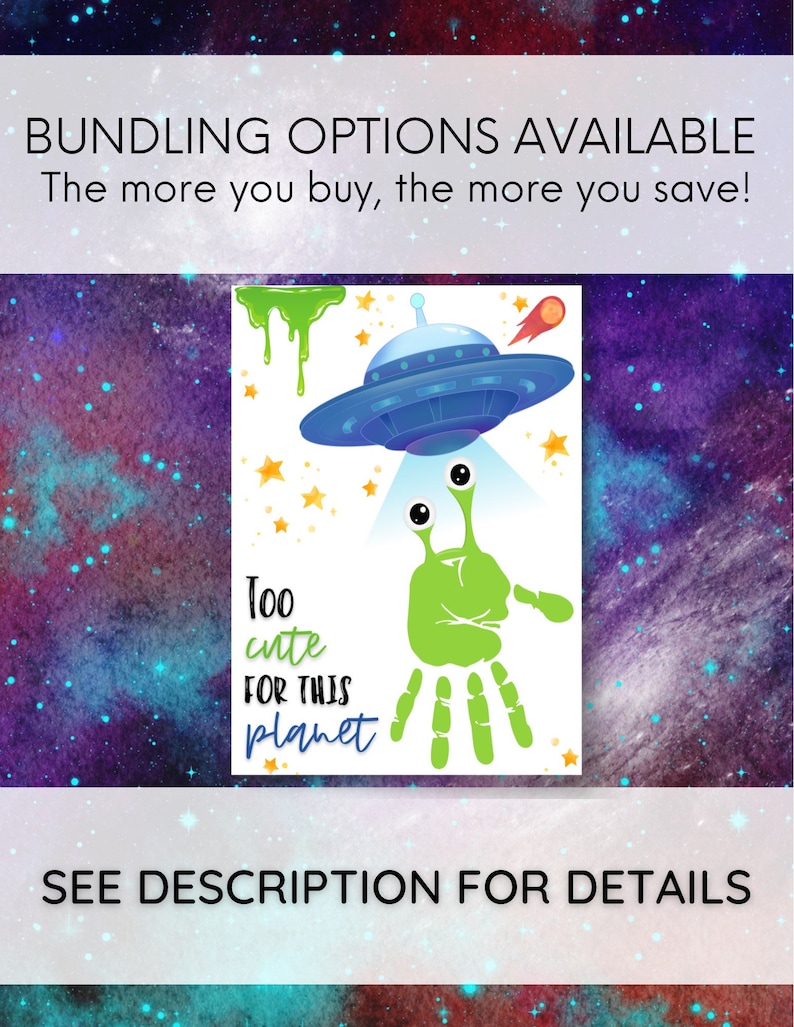 Alien Outer Space Handprint Art Craft Printable Kids Toddler - Etsy