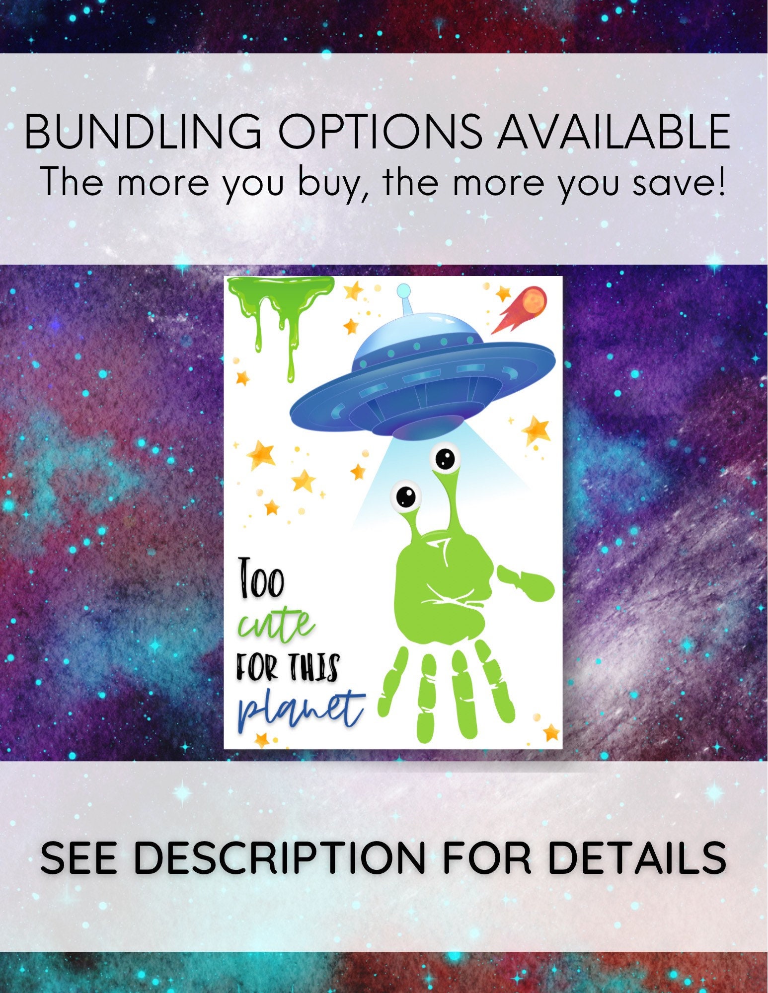Alien Outer Space Handprint Art Craft Printable Kids Toddler - Etsy