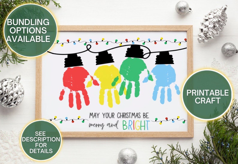 Christmas Lights Handprint Art Craft, Printable, Kids Handprint Art ...