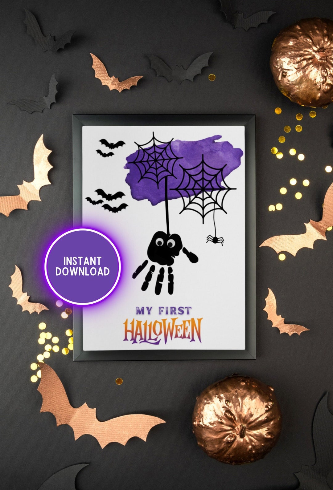 My First Halloween Handprint Art Craft Printable, Baby Keepsake ...
