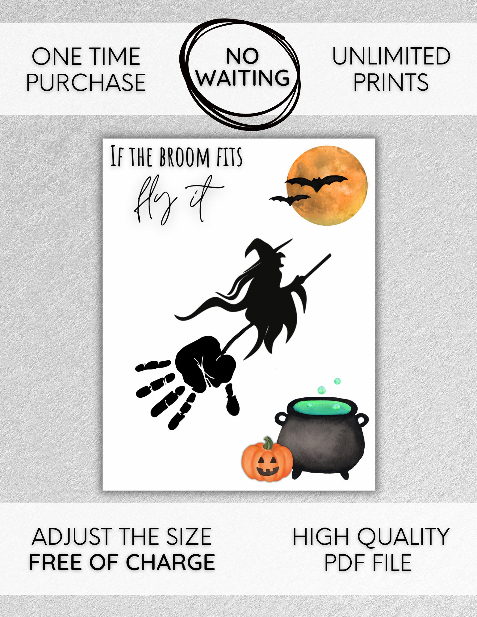 Halloween Handprint Art Craft Printable Witch Craft Toddler - Etsy