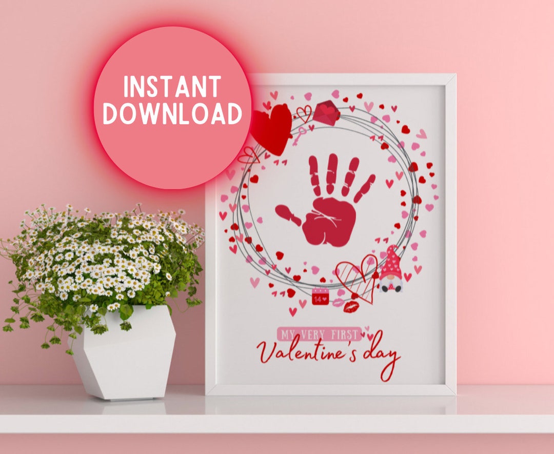 Valentines Day Handprint Art Craft, Printable, Kids Gift, Toddler DIY ...