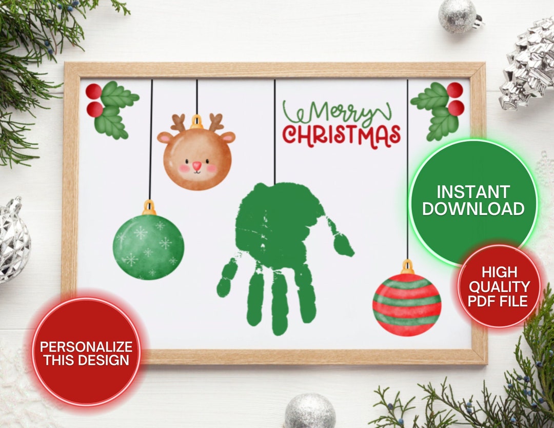 Christmas Handprint Art Craft Printable, Footprint, Infant Toddler Kid ...