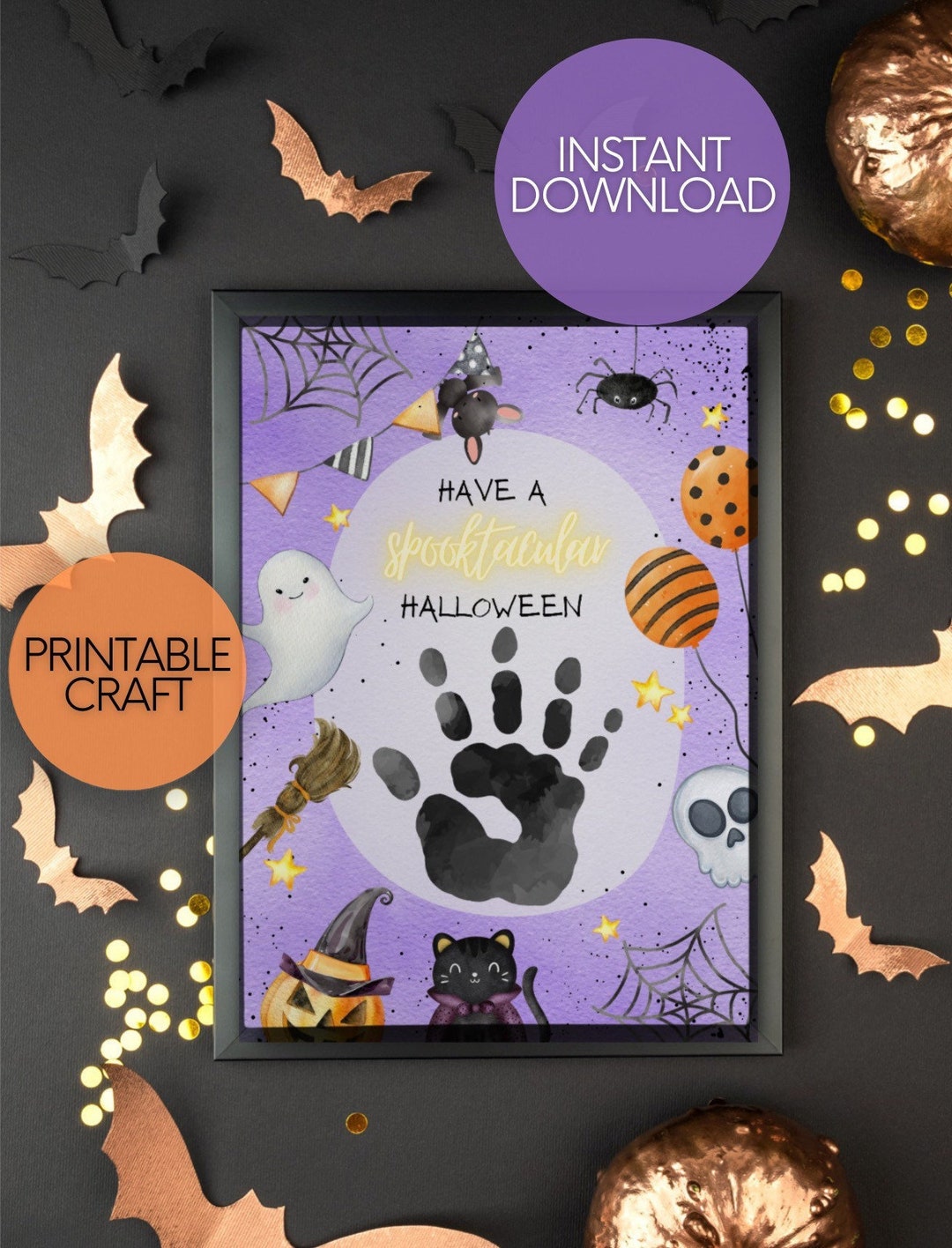 Halloween Handprint Art Craft, Printable, Keepsake, Spooktacular ...