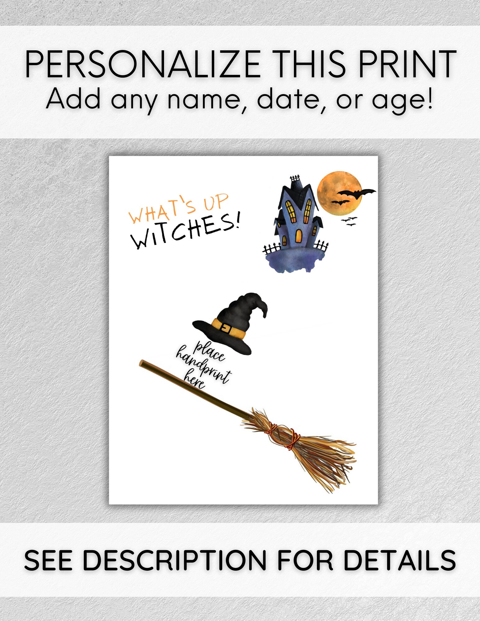 Halloween Handprint Art Craft Printable Witch Footprint Baby - Etsy