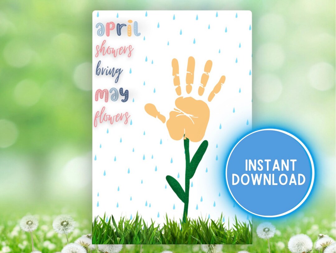 Spring Handprint Art Craft Printable, Grandparents Gift, Spring April ...