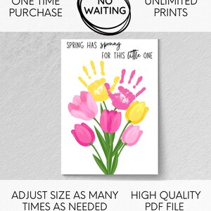 Spring Handprint Art Craft Printable, Grandparents Gift, Spring April ...