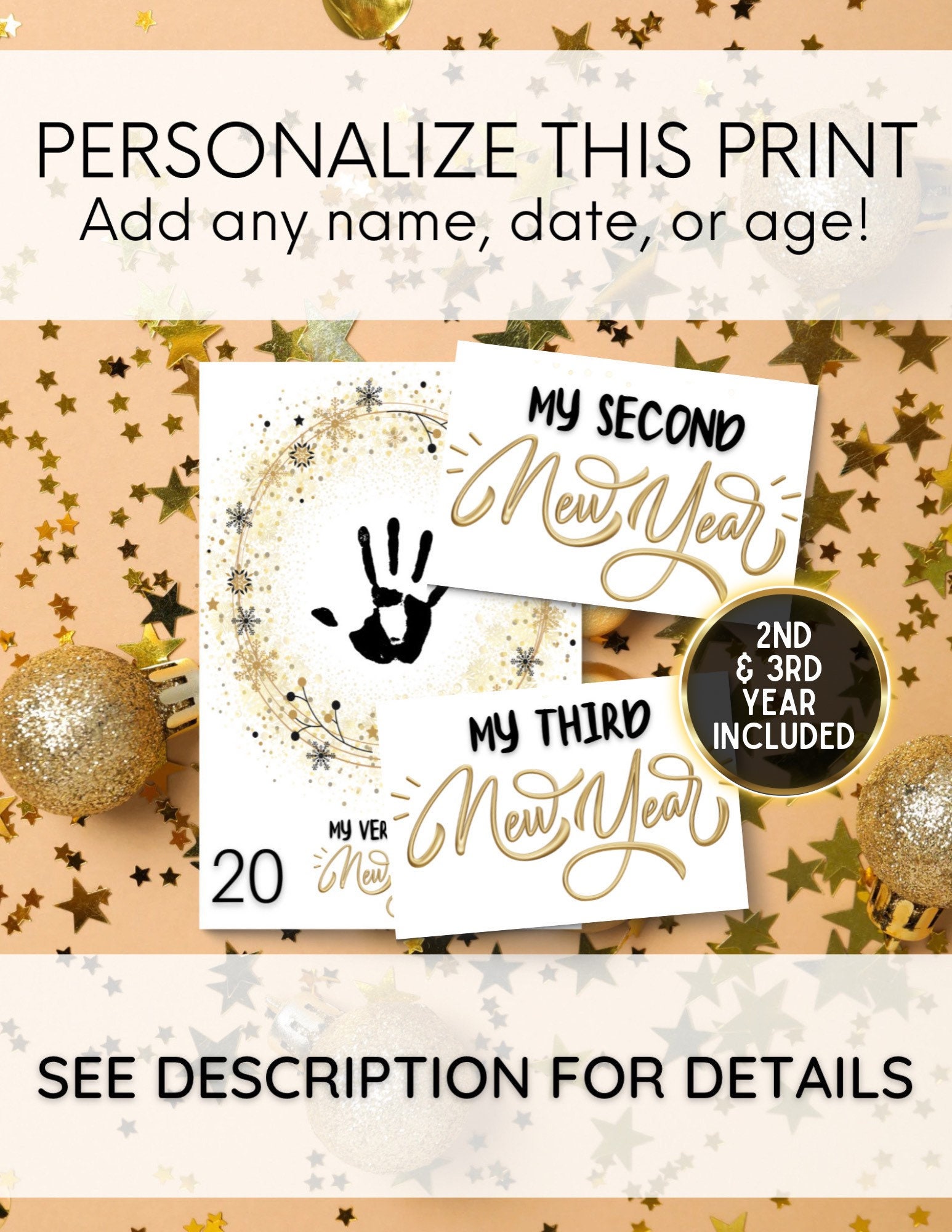 New Year Handprint Art Craft, Printable, Kids Gift, Toddler DIY, First ...