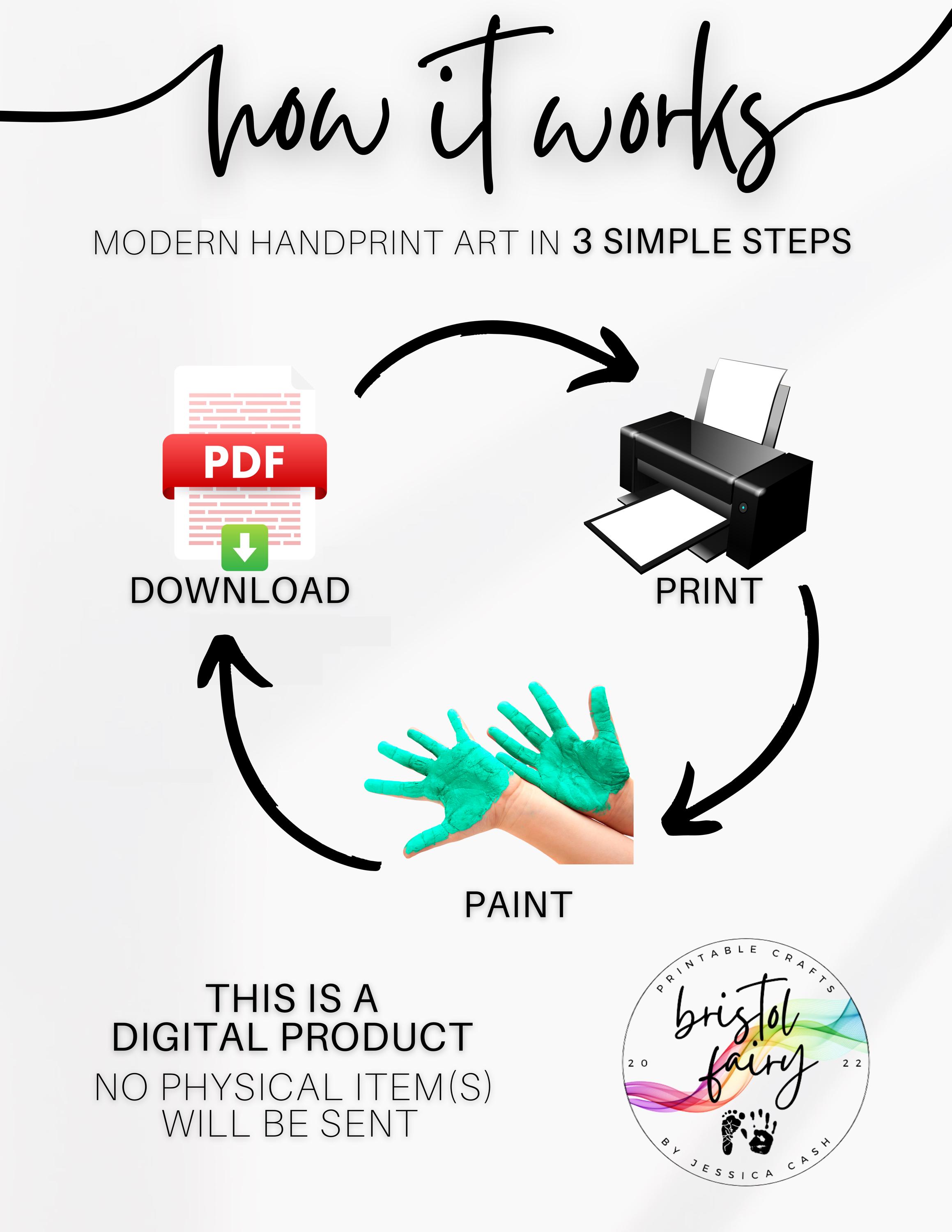 Handprint Footprint Art Craft Bundle Printable, Digital Instant ...