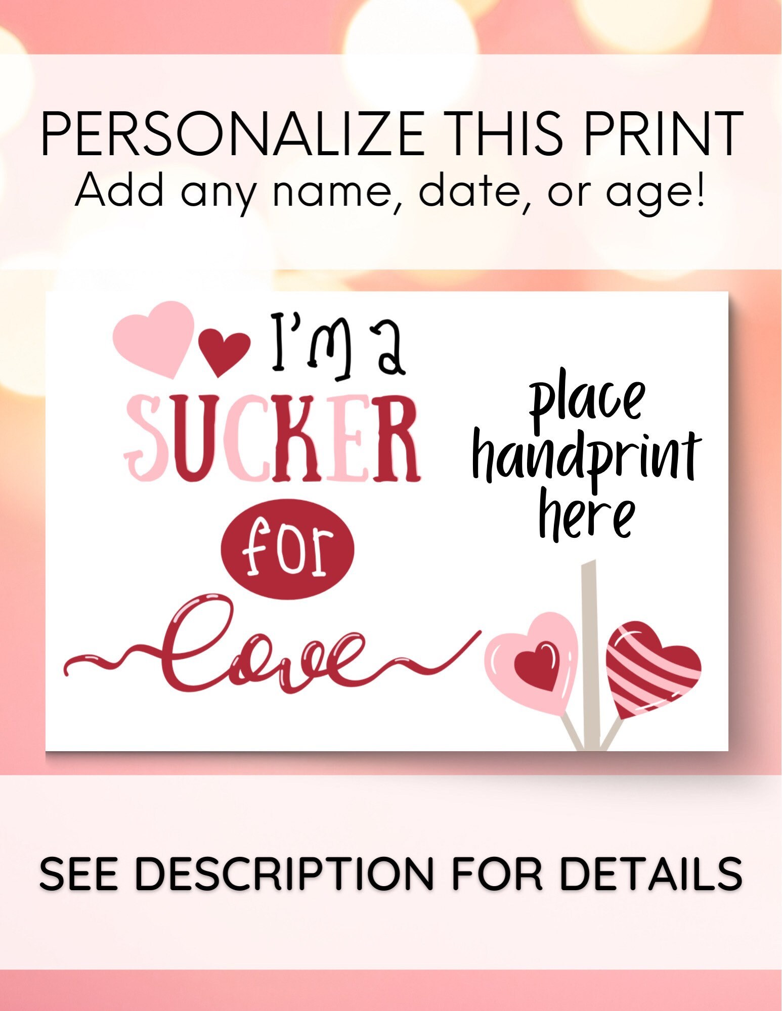 Valentines Day Handprint Art Craft Printable Kids Gift - Etsy
