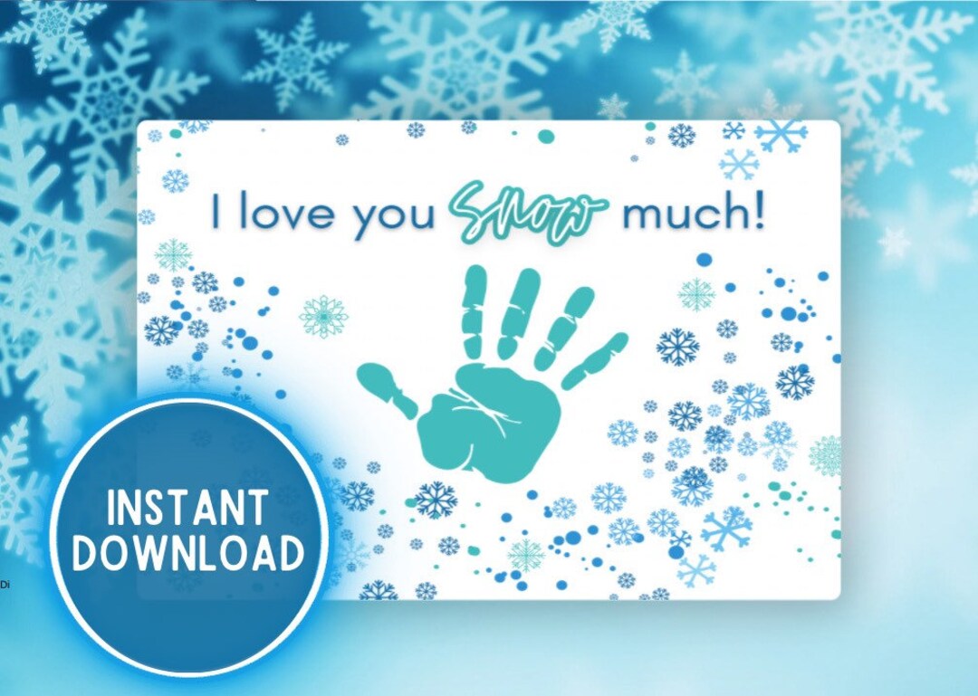 Winter Snow Handprint Art Craft Printable, Infant Toddler Kids DIY Gift ...
