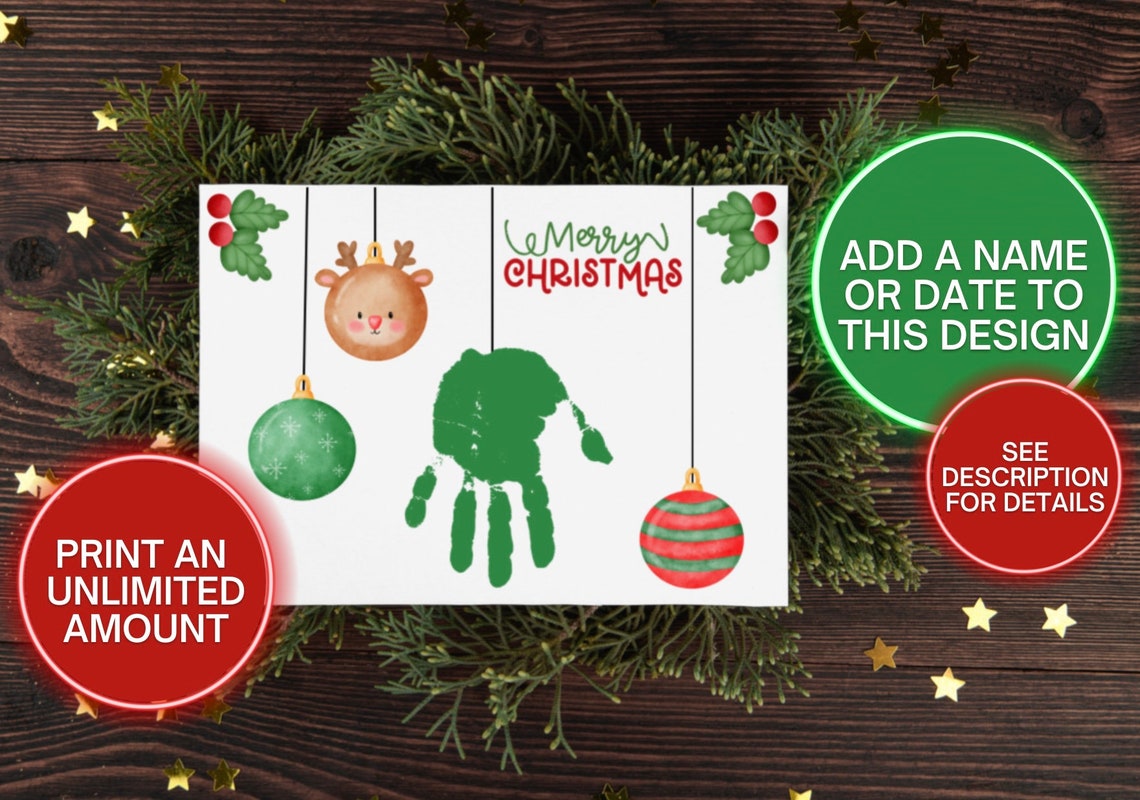 Christmas Handprint Art Craft Printable Kids Handprint Art - Etsy