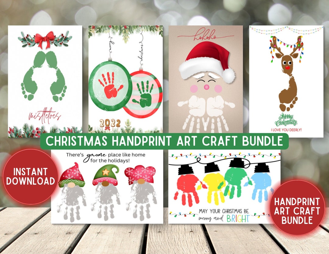 Christmas Handprint Art Craft Bundle, Printable, Footprint Craft ...
