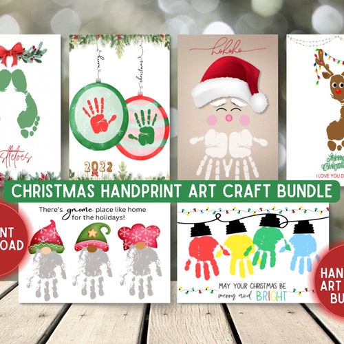 Christmas Handprint Footprint DIY Art Craft Bundle Printable - Etsy