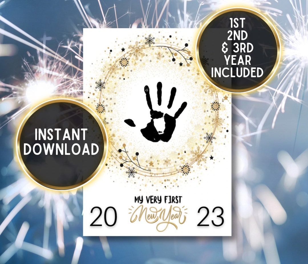 New Year Handprint Art Craft, Printable, Kids Gift, Toddler DIY, First ...