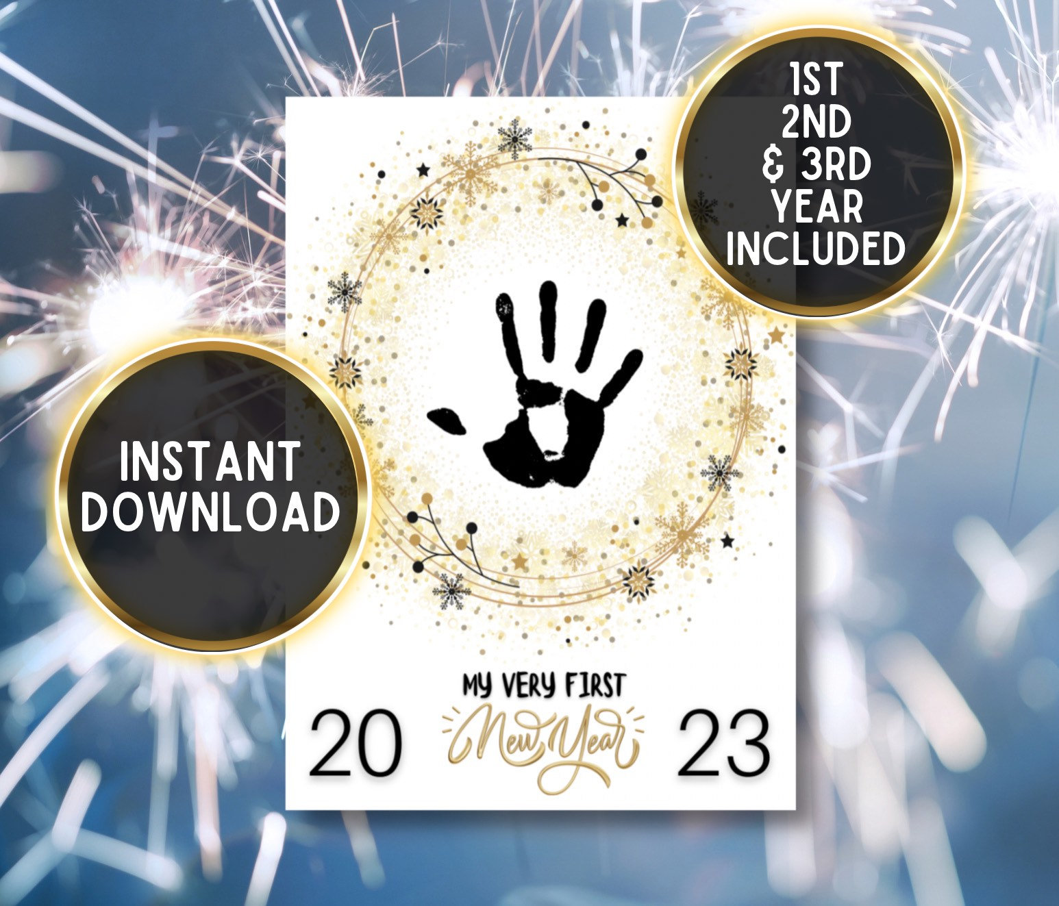 New Year Handprint Art Craft, Printable, Kids Gift, Toddler DIY, First ...