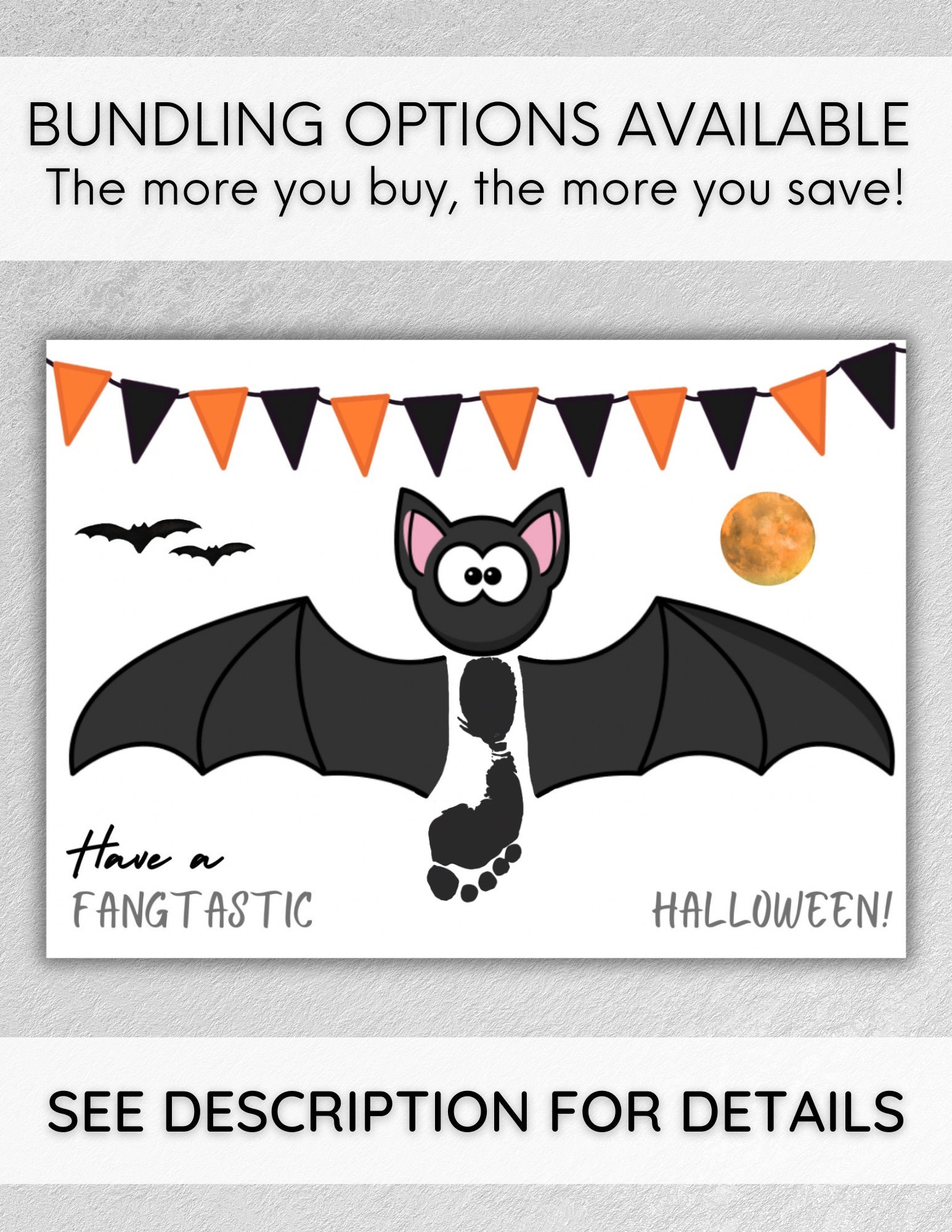 Halloween Footprint Art Craft Printable, Baby Keepsake, Toddler Kids ...
